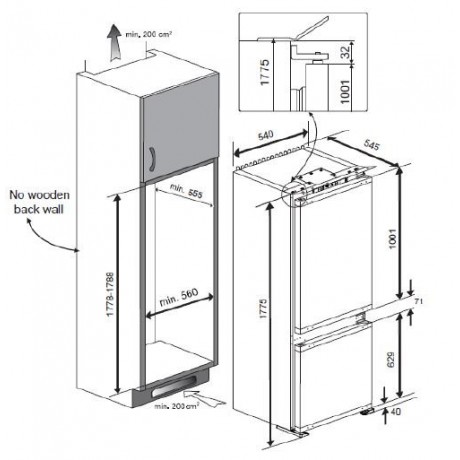 Combi Beko BCHA275E4SN, 178x54x54, Integrable